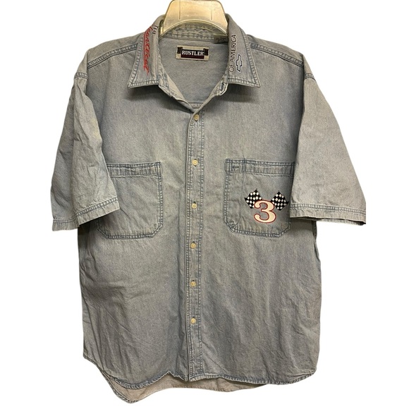 Rustler | Shirts | Rustler Vintage Denim Shirt Short Sleeve Chevy ...
